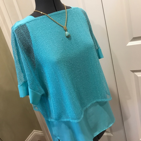 Conrad C Collection | Tops | New Sparkly Mesh Cropped Top Over Tunic ...